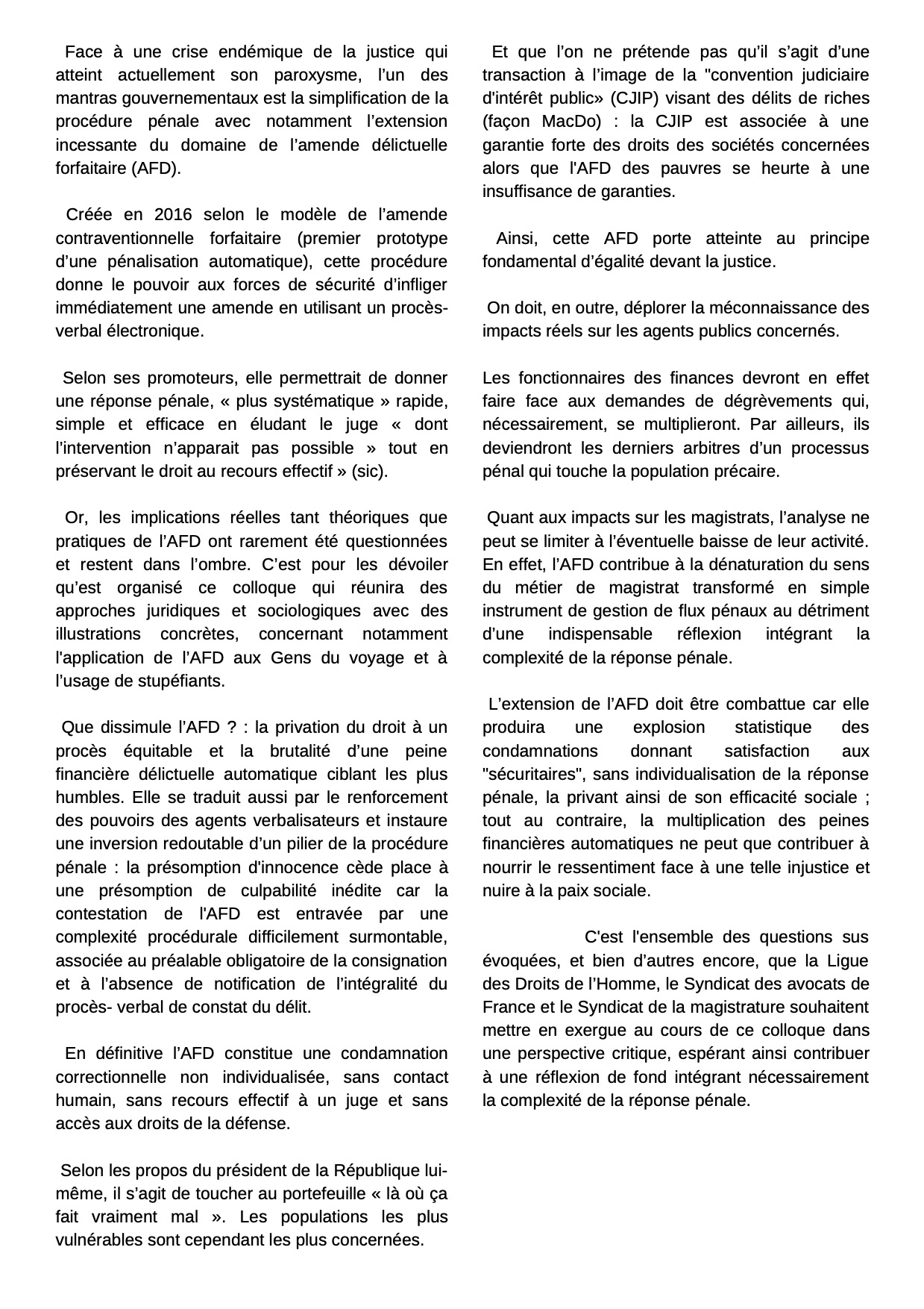 L'amende Forfaitaire Délictuelle - Programme journée 14 oct 2022 AFD4 ...